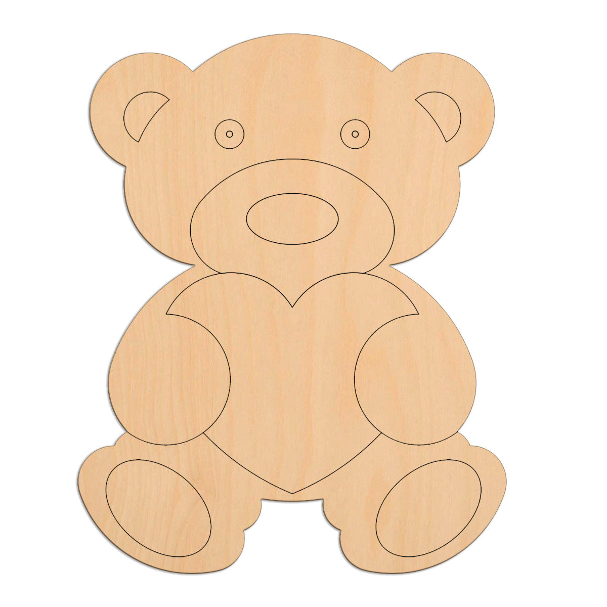 Teddy With Heart (Style A) | Wood Craft Shapes