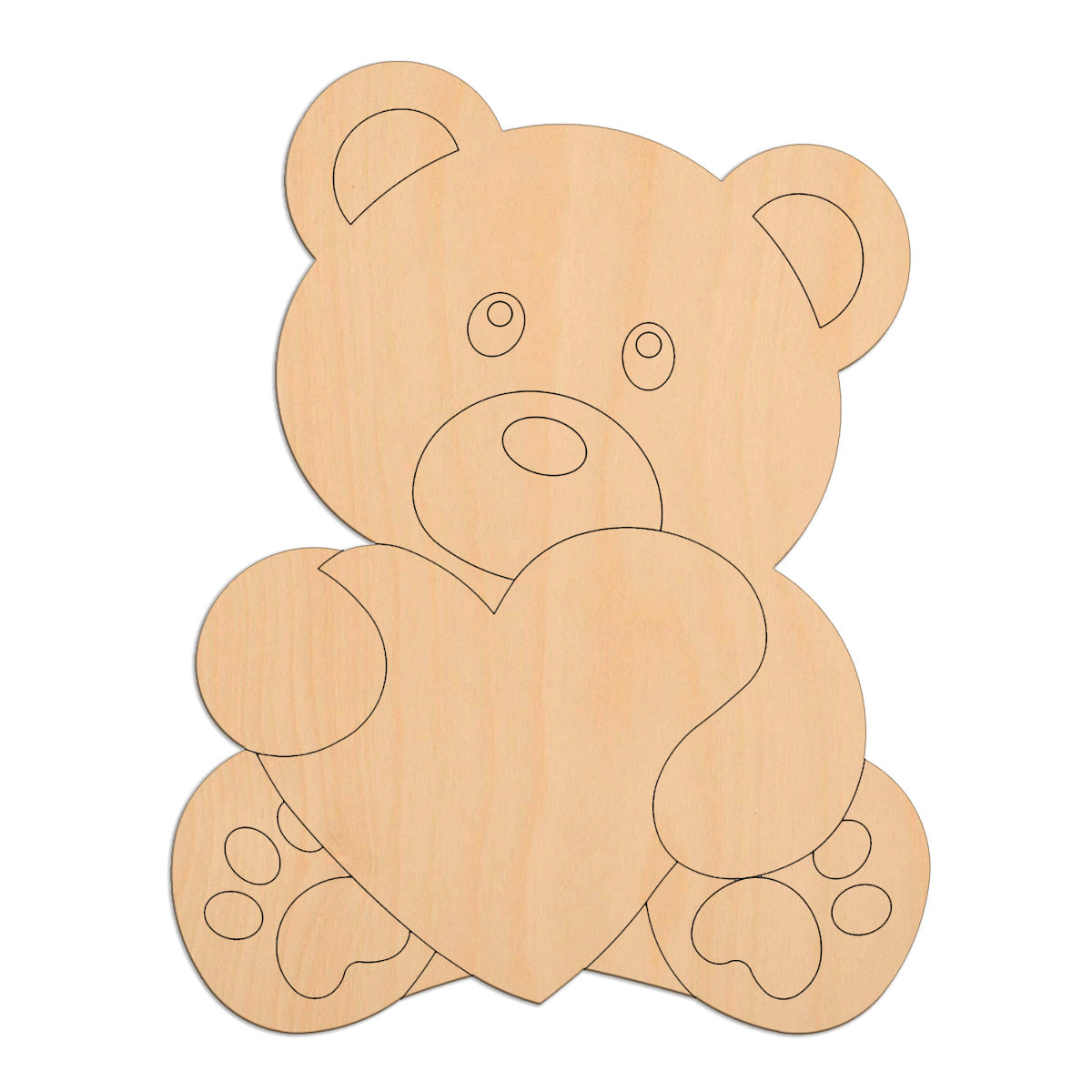 Teddy With Heart (Style B) | Wood Craft Shapes